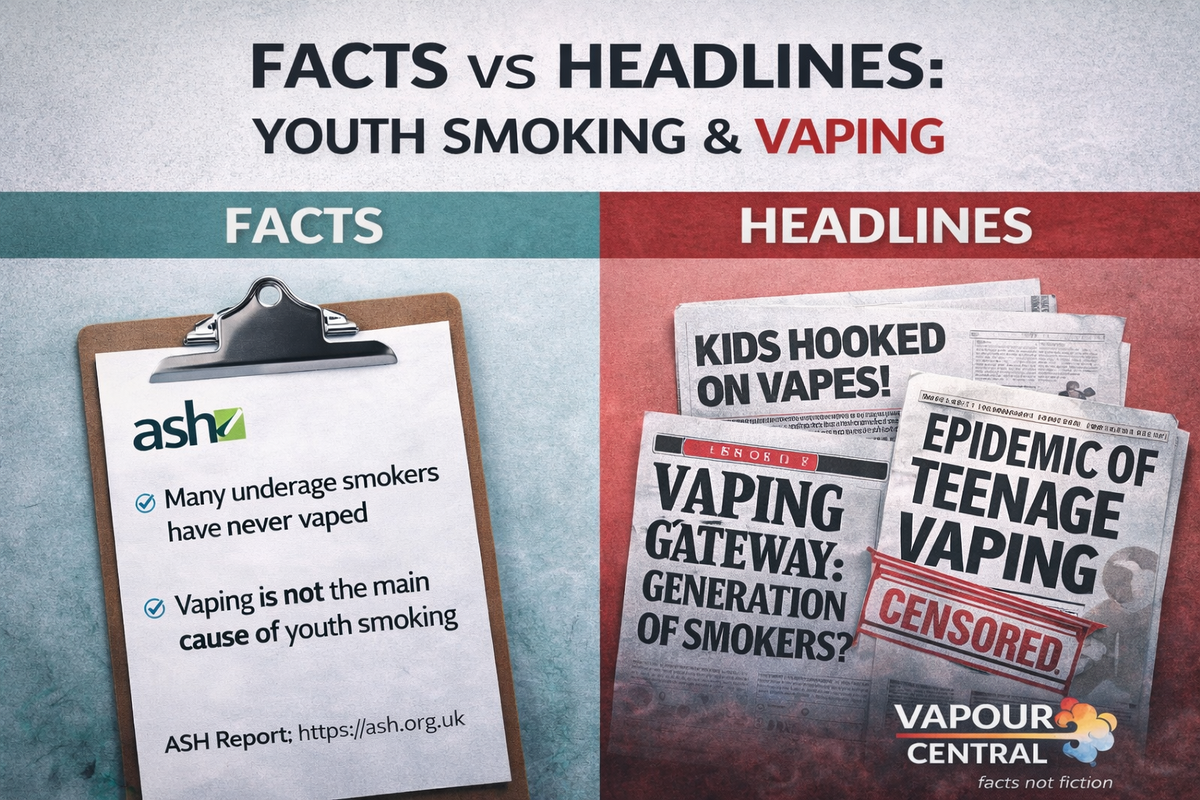 Youth Smoking & Vaping: Facts vs Headlines | ASH Evidence – Vapour Central